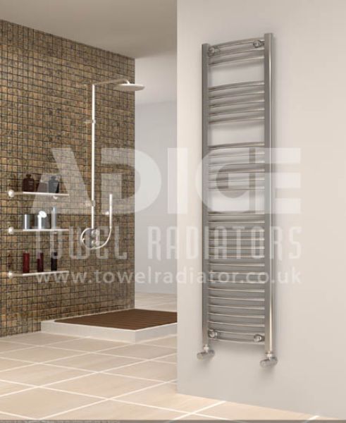 400mm Wide 1500mm High Chrome Curved Towel Radiator