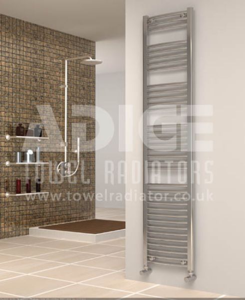 400mm Wide 1750mm High Chrome Curved Towel Radiator