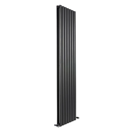 NEVA 413mm Wide 1500mm High Black Radiator - Double