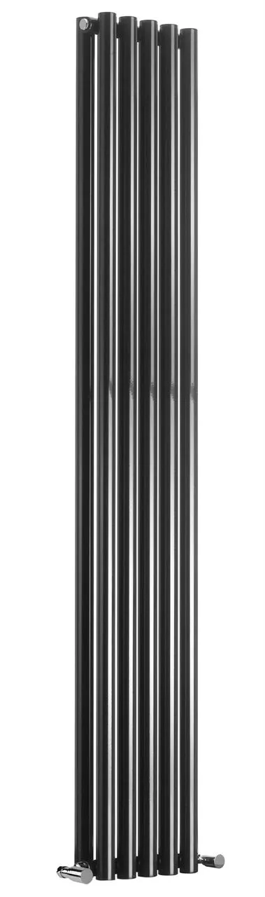 ROUND 295mm Wide 1800mm High Designer Radiator - Black Double