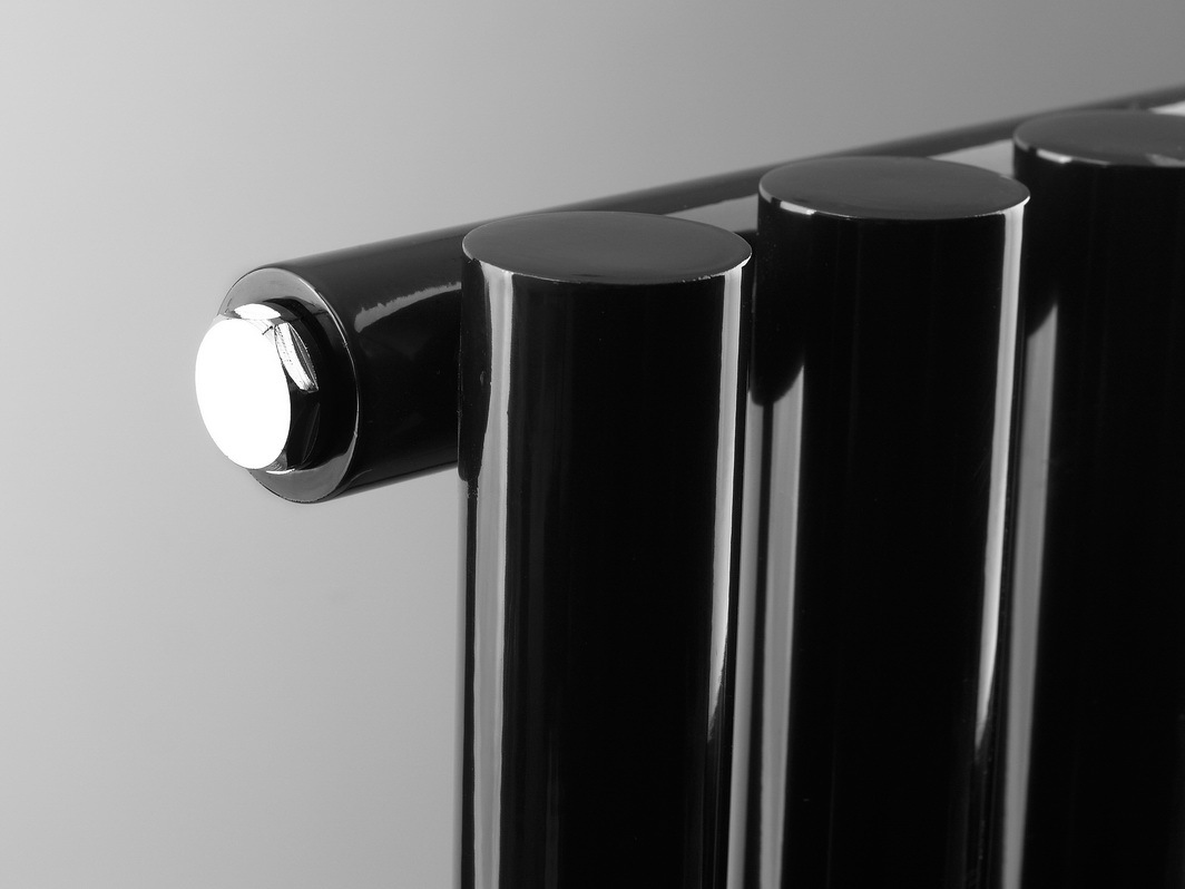 ROUND 413mm Wide 1800mm High Designer Radiator - Black Single