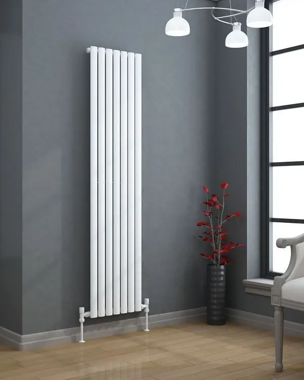 VERTICA 1500x420mm Tall Designer Radiator Oval Tube White Single