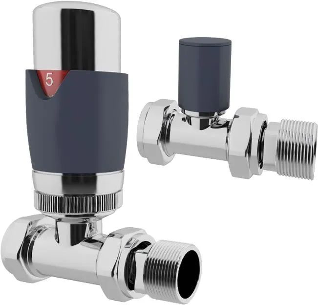 Thermostatic Anthracite Straight Radiator Valve