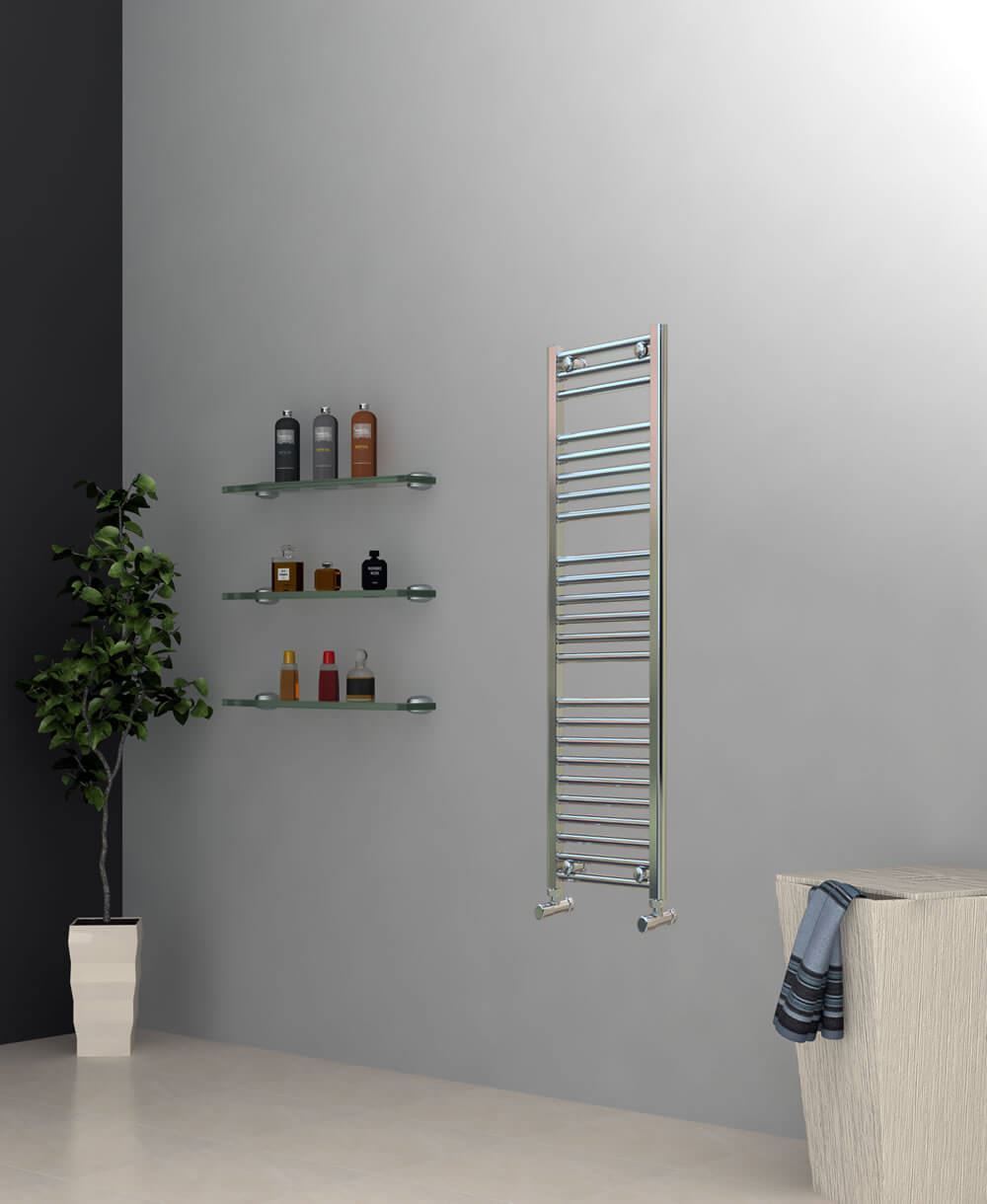 Chrome Towel Radiator | 300mm Wide, 1200mm High by ADIGE