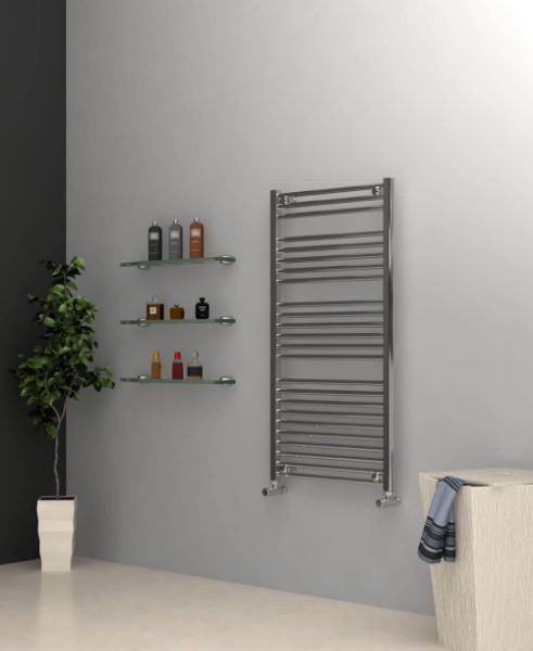 600mm Wide 1150mm High Chrome Flat Towel Radiator