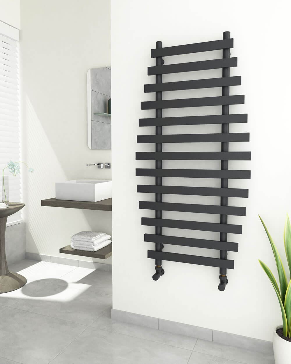 DIVERI Anthracite Grey Bathroom Radiator | 600x1200mm