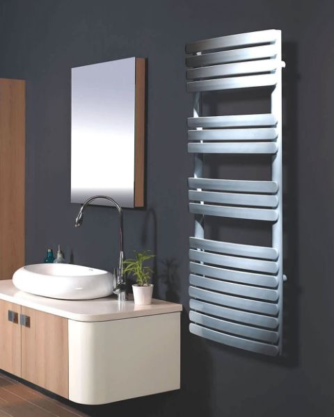 KOCA 500mm Wide 1200mm High White Curved Designer Towel Radiator