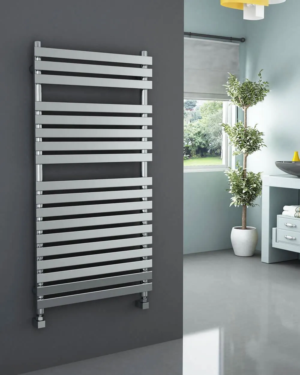 SONAVA 600mm Wide 1200mm High Rectangular Tube Chrome Designer Towel ...