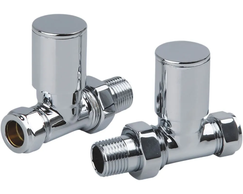 Towel Radiator Valves | Chrome, Straight (in-line)