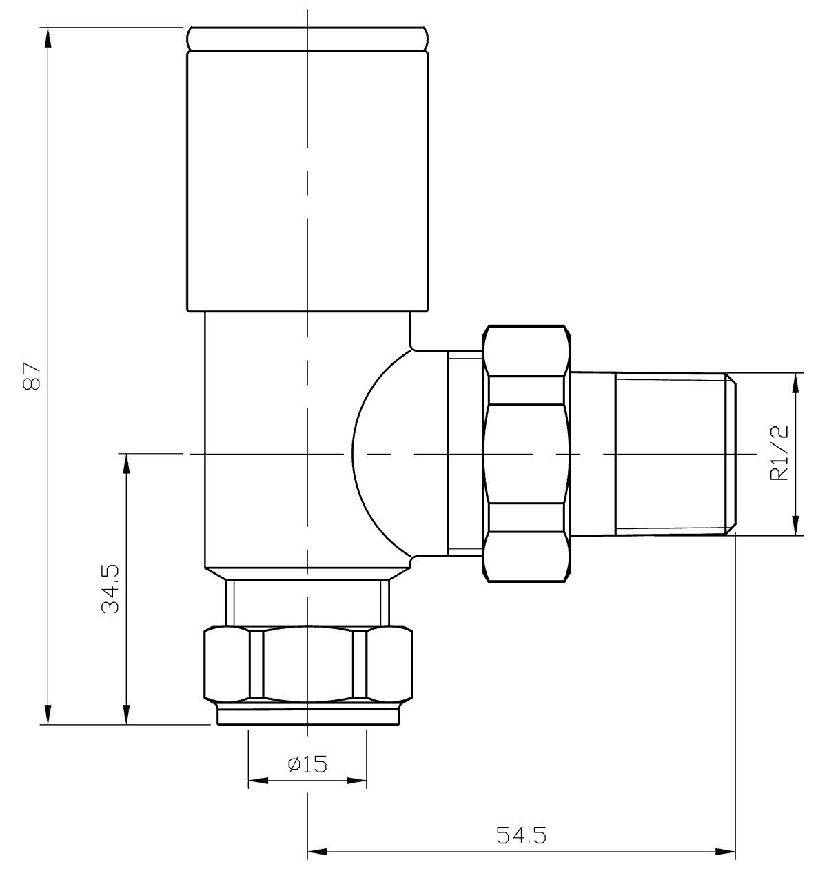 Towel Radiator Valves | Chrome, Angled