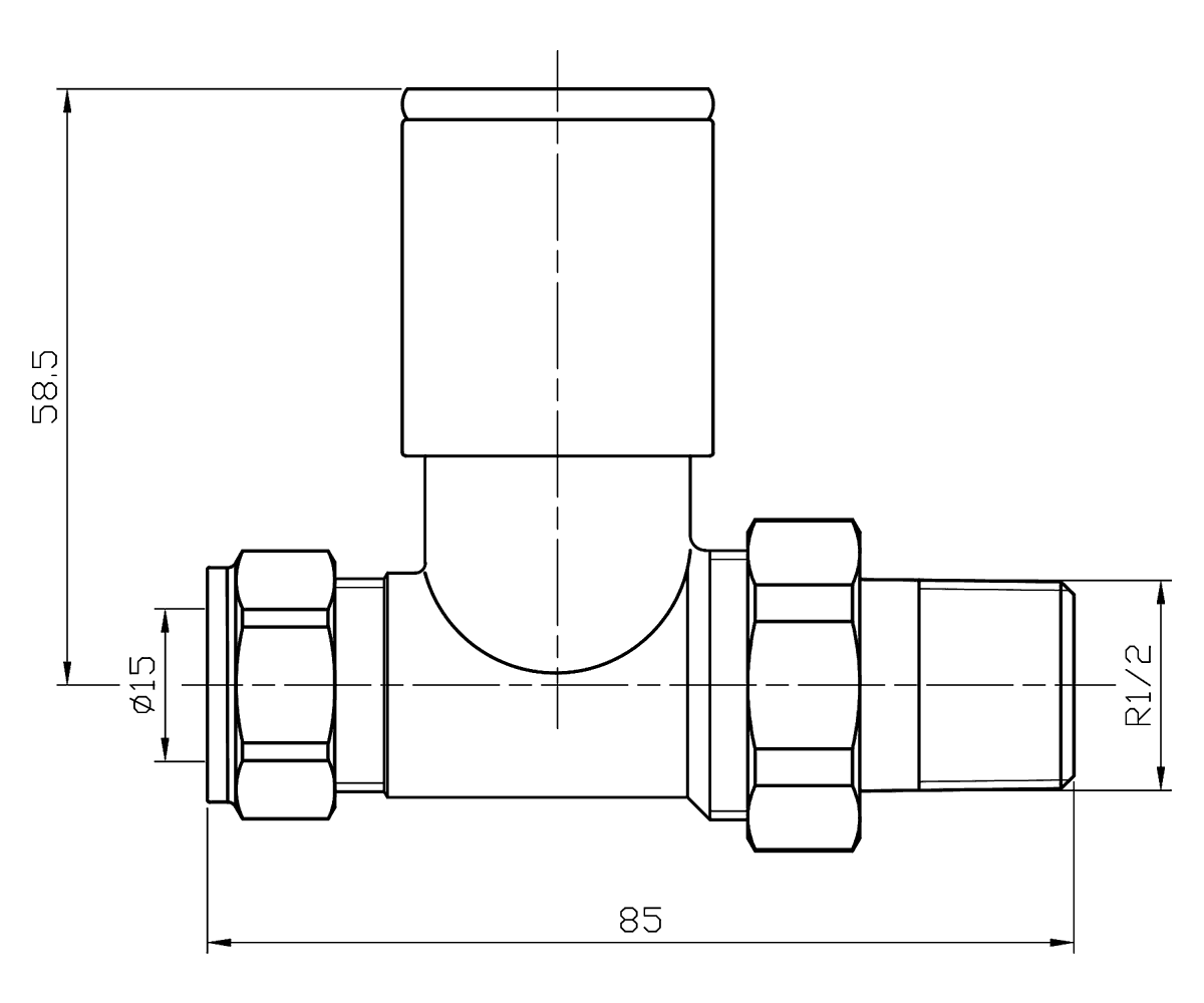 Towel Radiator Valves | Chrome, Straight (in-line)