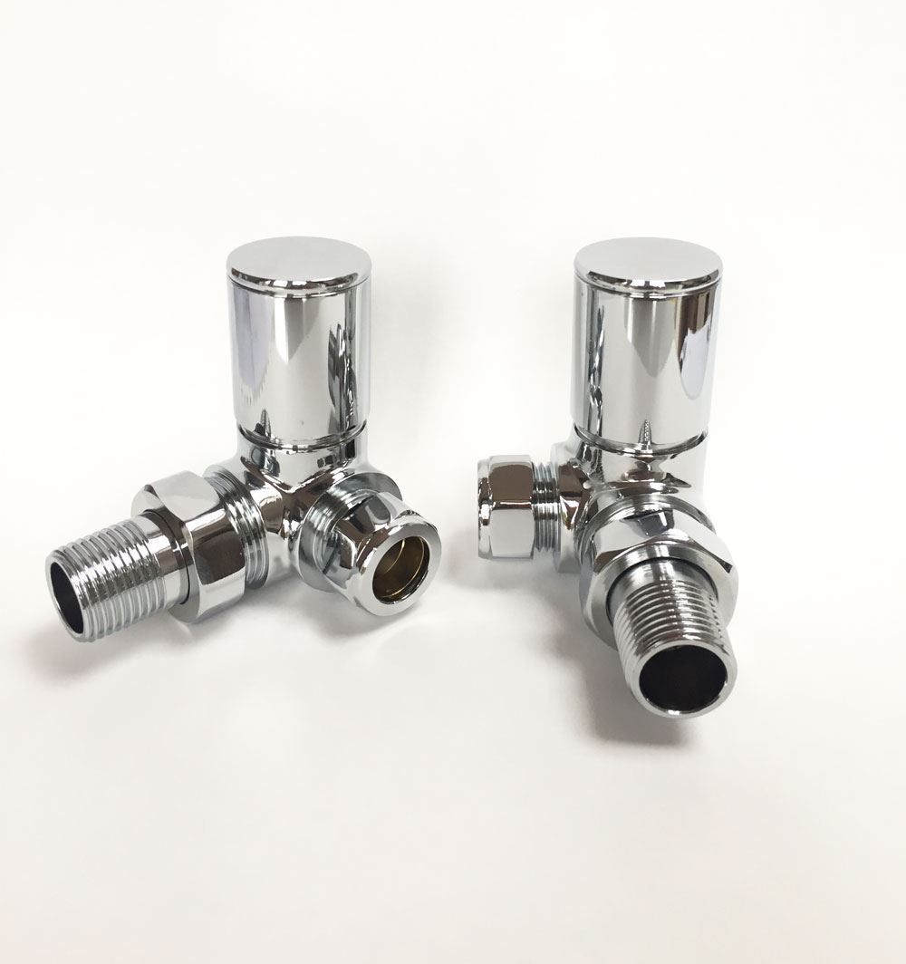 Towel Radiator Valves | Chrome, Corner (minimal projection)