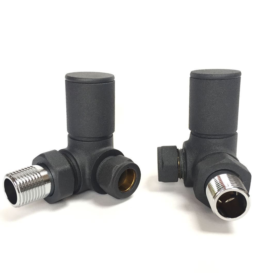 Anthracite Corner Radiator Valves (Pair) – 15mm x ½inch