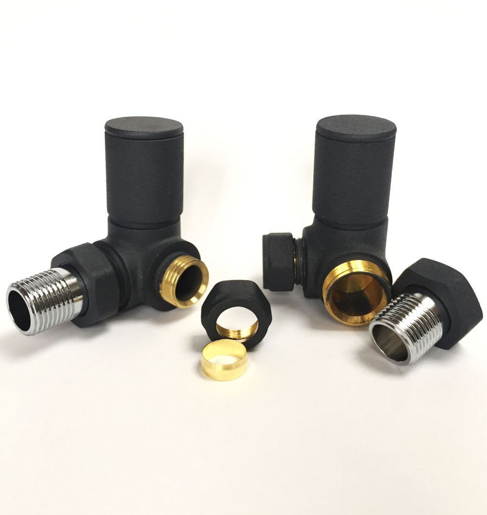 Anthracite Corner Radiator Valves (Pair) – 15mm x ½inch