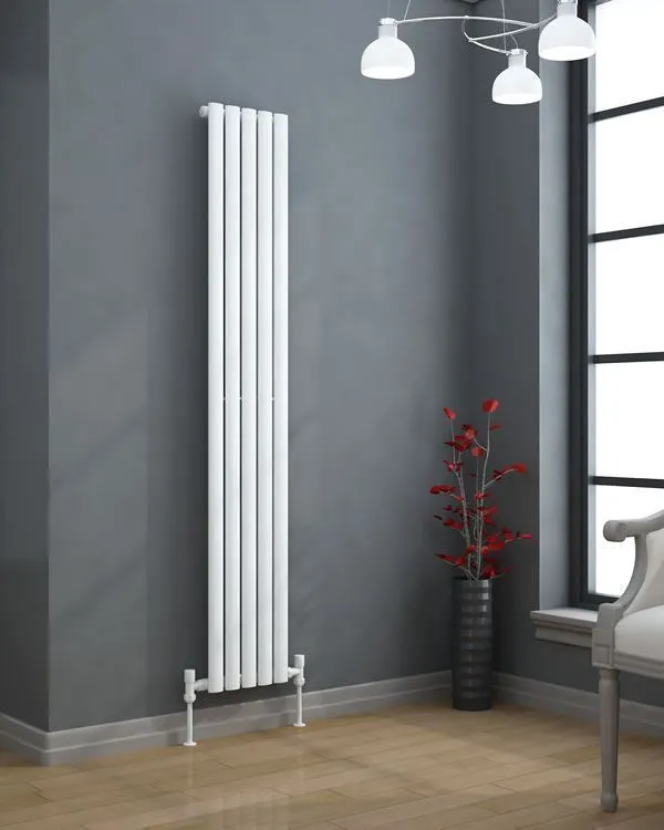 VERTICA 290mm Wide 1600mm High Oval Tube Designer Radiator White Single ...
