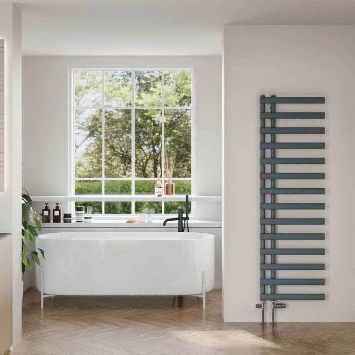 LALLINA 500mm Wide 1592mm High Anthracite Designer Towel Rail