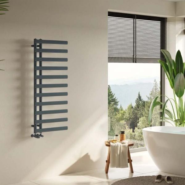 LALLINA 500mm Wide 1238mm High Anthracite Designer Towel Rail