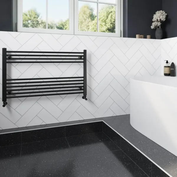 Black Towel Radiator - 1000mm Wide 600mm High