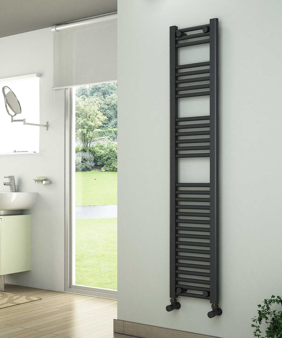 Anthracite Grey Towel Radiator | 300mm Wide, 1500mm High