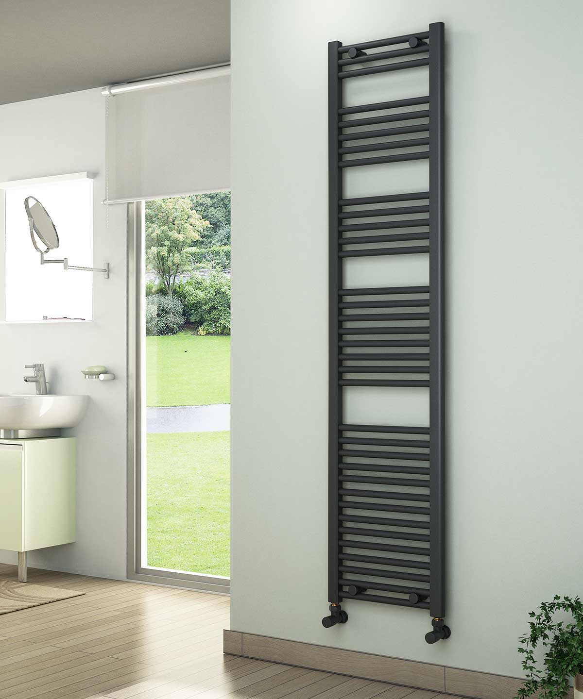 Grey Anthracite Towel Radiator | Narrow & Tall, 400x1750mm