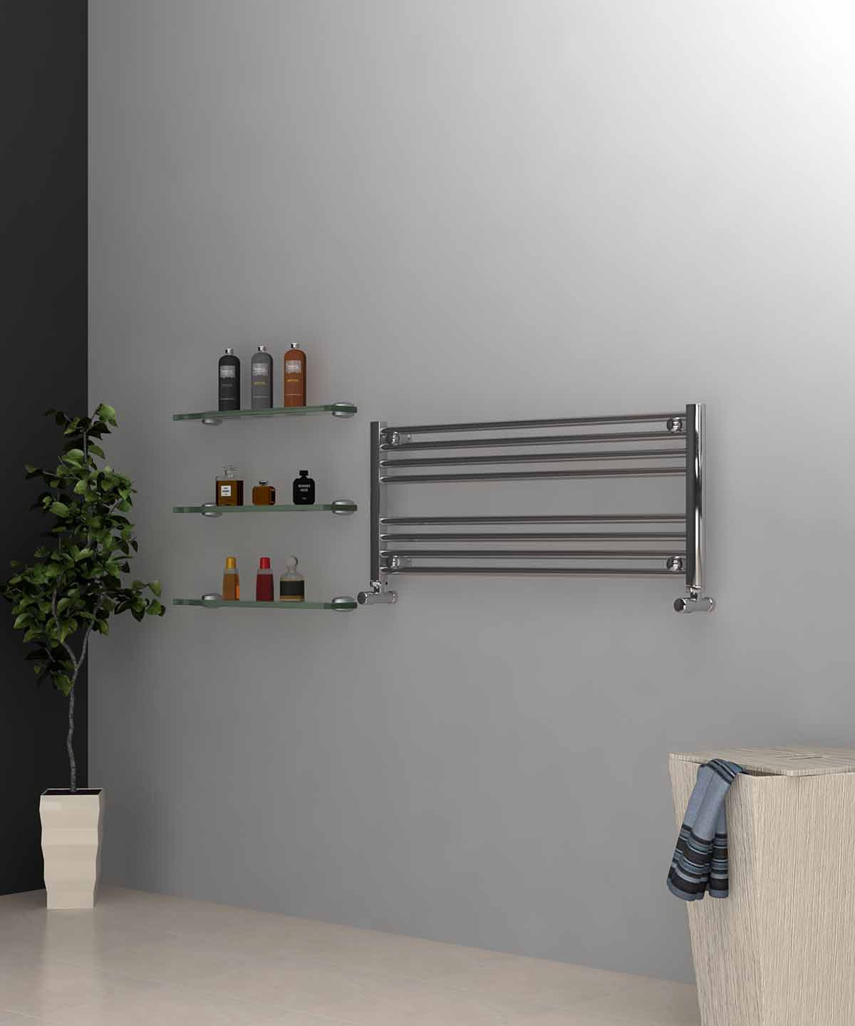 Chrome Towel Radiator | 1000mm Wide, 400mm High by ADIGE