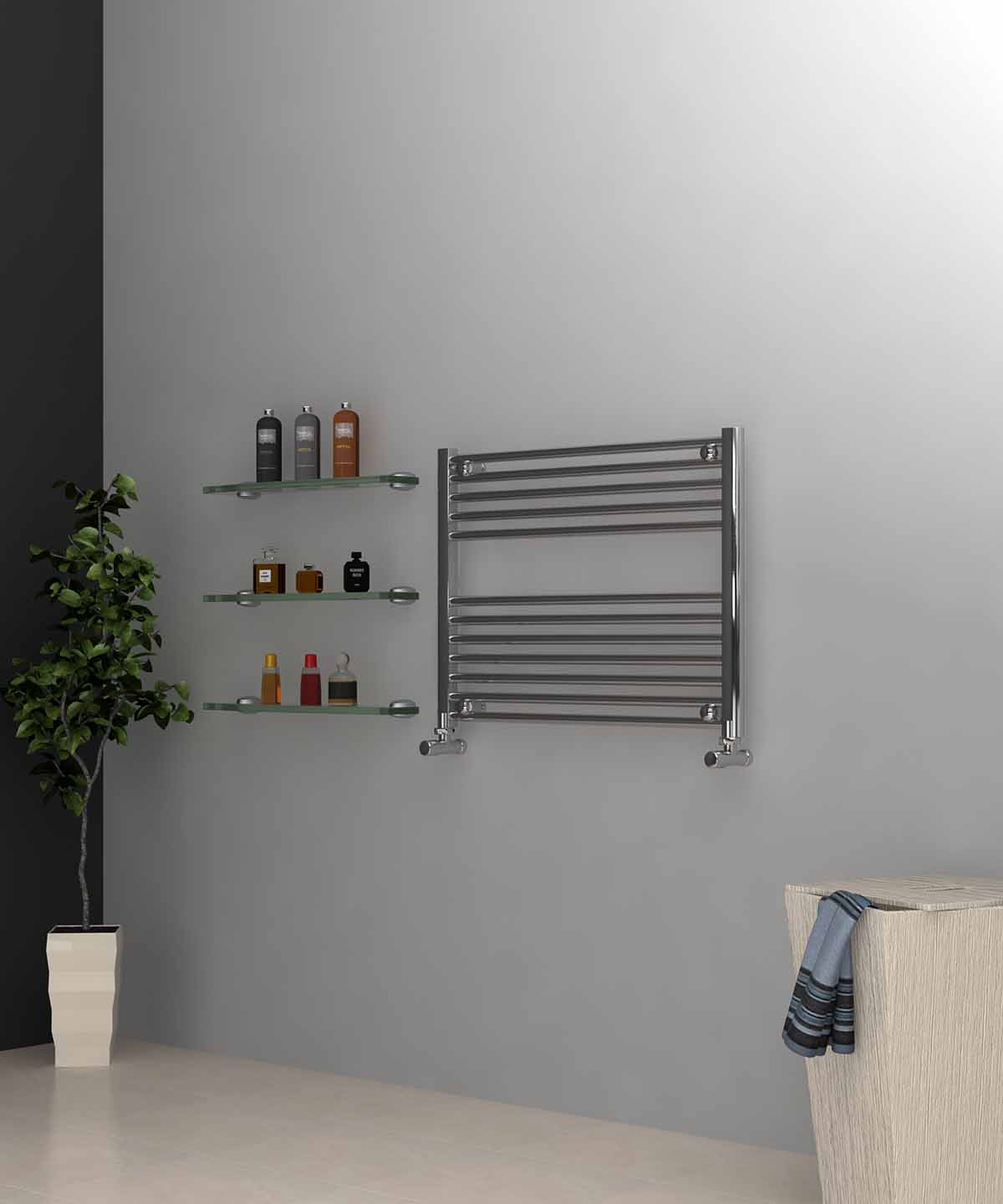 Chrome Towel Radiator | 800mm Wide, 600mm High by ADIGE